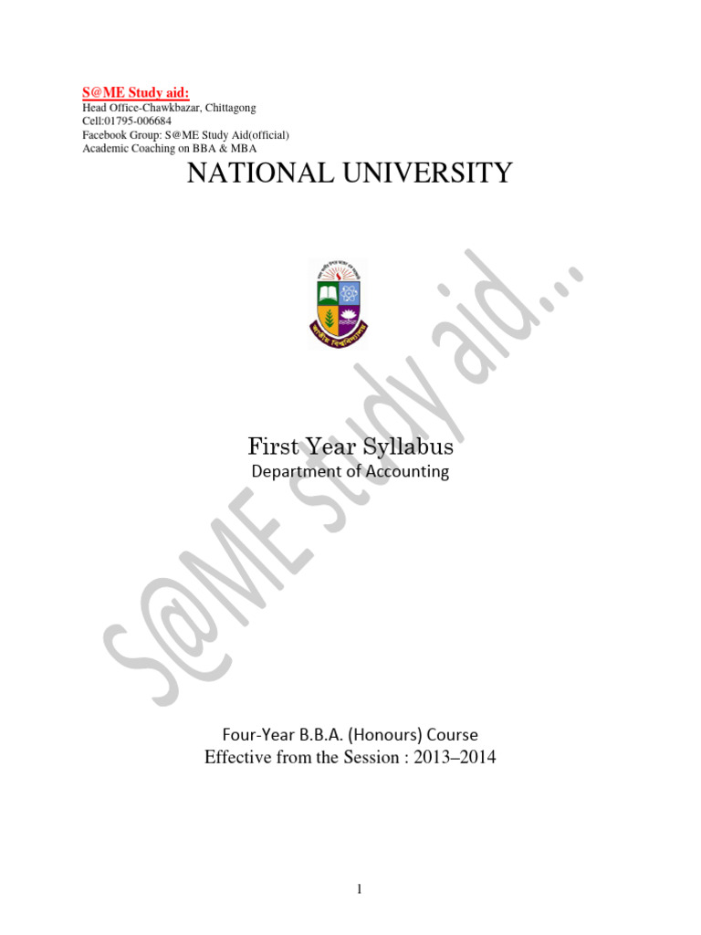 BBA 1st Year Syllabus-Accounting Dept | PDF | Marketing | Capital Budgeting