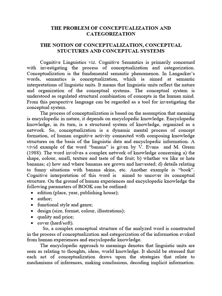 The Problem of Conceptualization and Categorization | PDF | Concept | Linguistics