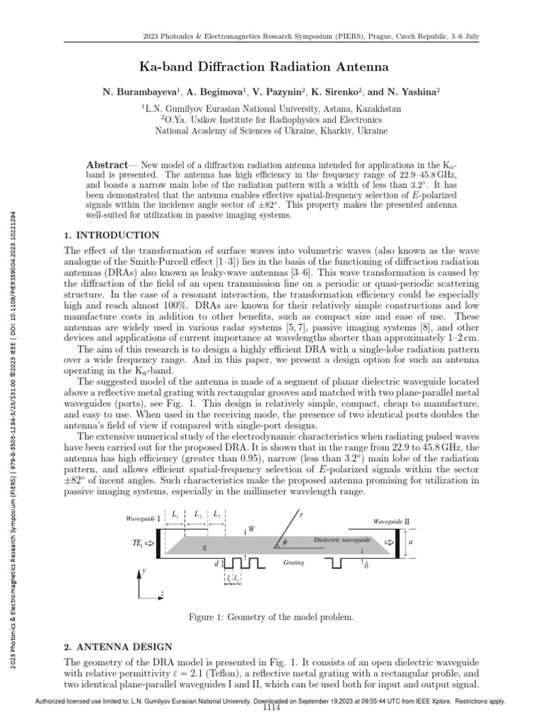 Ka Band Diffraction Radiation Antenna Pdf