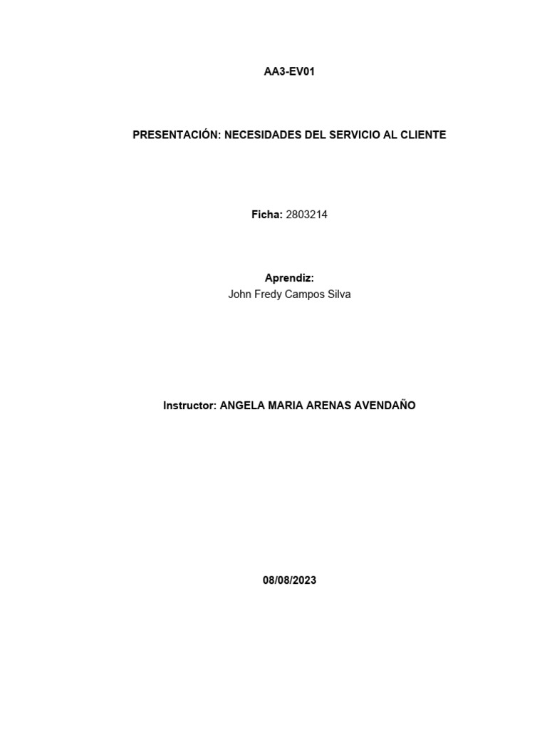AA3-EV01: John Fredy Campos Silva | PDF | Crecimiento personal y profesional | Finanzas y dinero