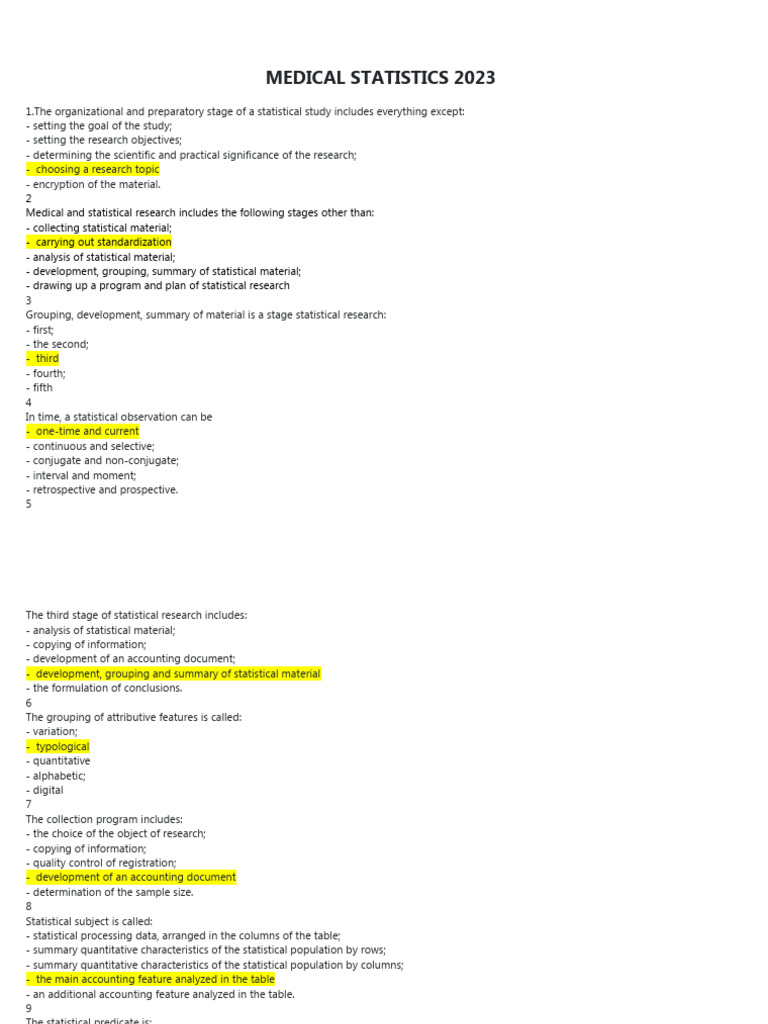 Medical Stat 2023 AVN Ans | PDF | Statistics | Mean