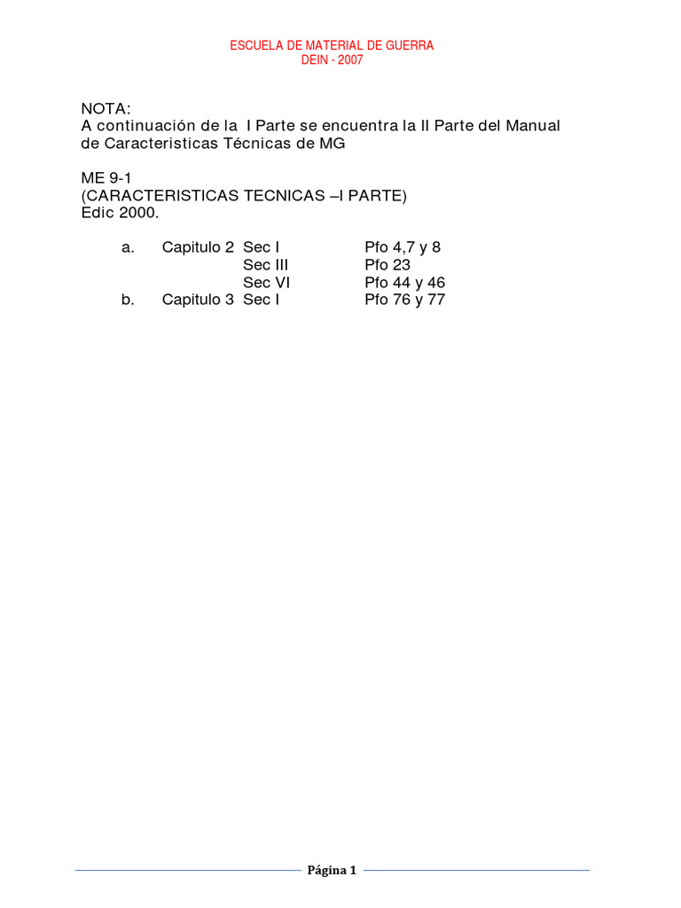 06. Me 9-1 Caracteristicas Tecnicas Mg i y II Parte | PDF ...