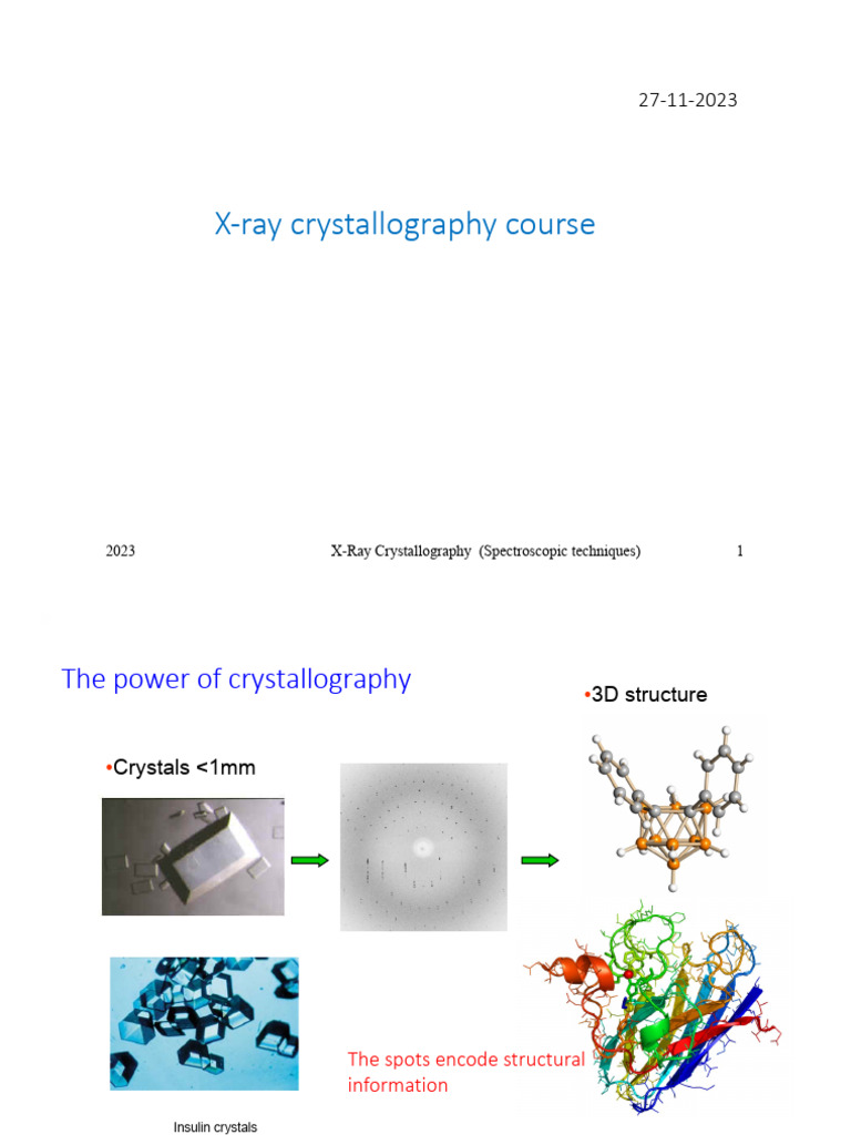 1 Lecture Introduction 27 11 2023 | PDF | X Ray Crystallography ...