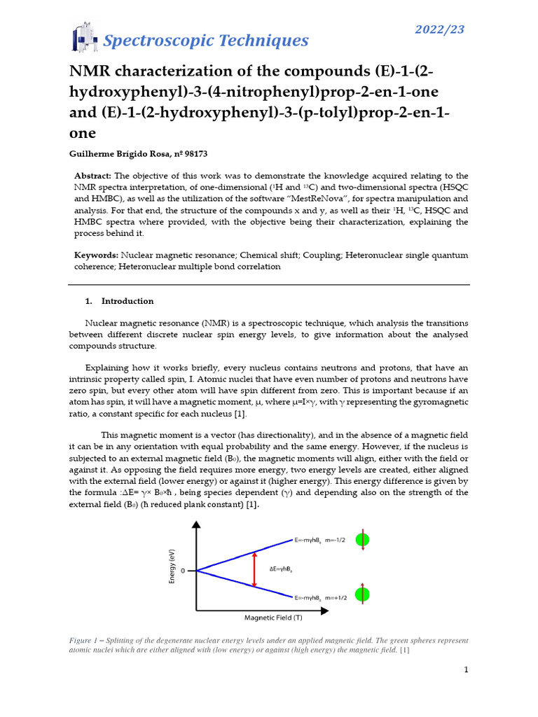 NMR Caracterization - 2022-2023 | PDF | Two Dimensional Nuclear Magnetic Resonance Spectroscopy ...