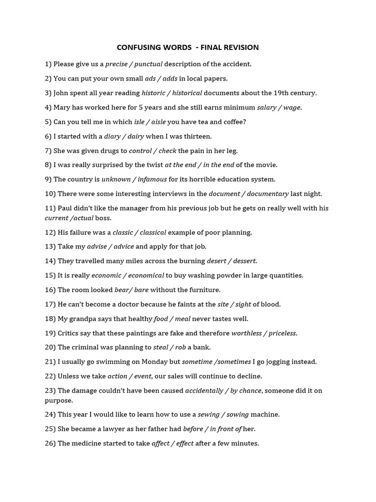 Confusing words FINAL | PDF