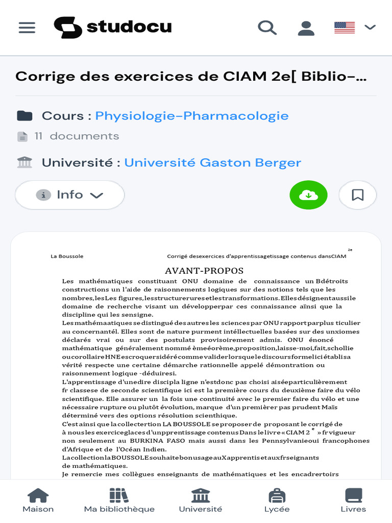 Corrige Des Exercices de CIAM 2e (Biblio - Science | PDF