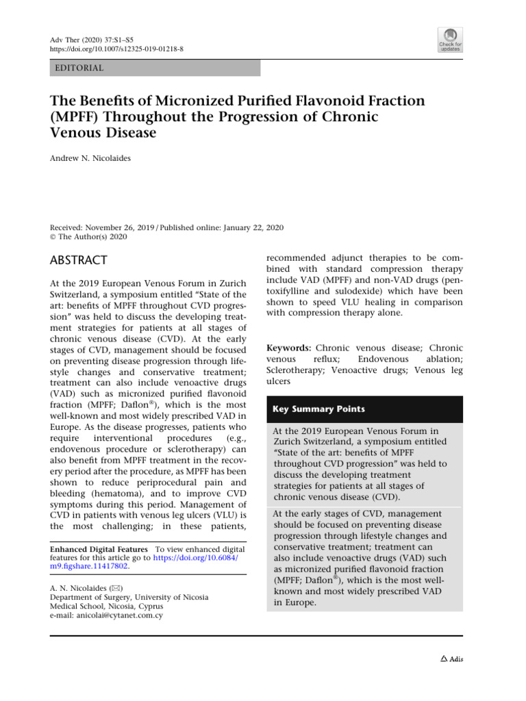 The Benefits of MPFF. CVD (Editorial) | PDF | Varicose Veins | Vein