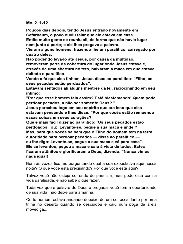 Marcos 2. 1-12 Igreja Batista Central | Download grátis PDF | Jesus ...