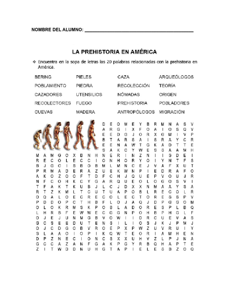 27 Sopa De Letras El Poblamiento De América Pdf