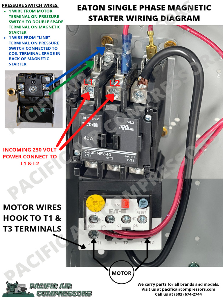 Eaton Single Phase 230 Volt Mag Starter Wiring Diagram | PDF