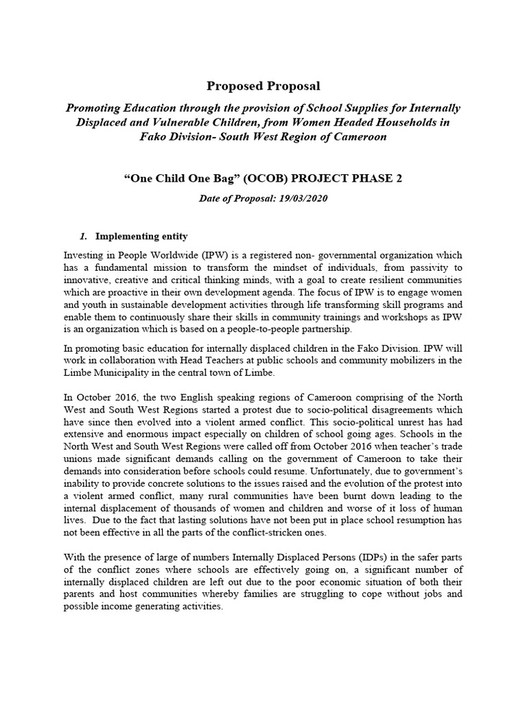 OCOB Project Proposal Phase 2 | PDF