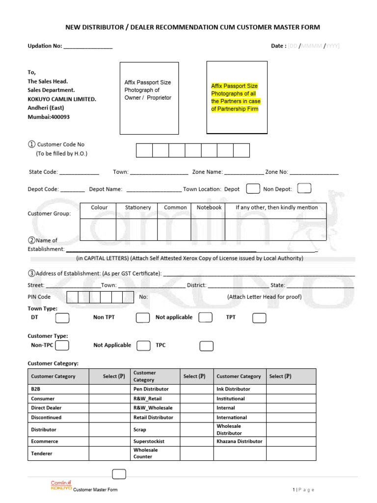 Customer Master Format With TDS TCS Declaration Format Final 22 Aug ...