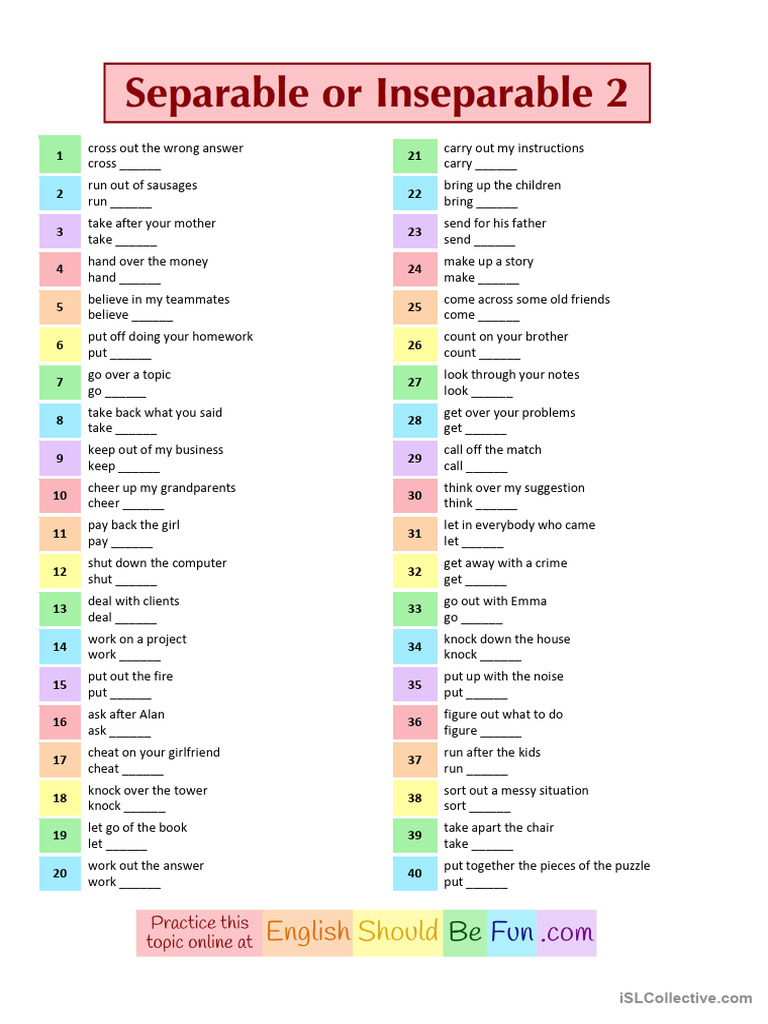 Phrasal Verbs - Separable or Inseparable | PDF