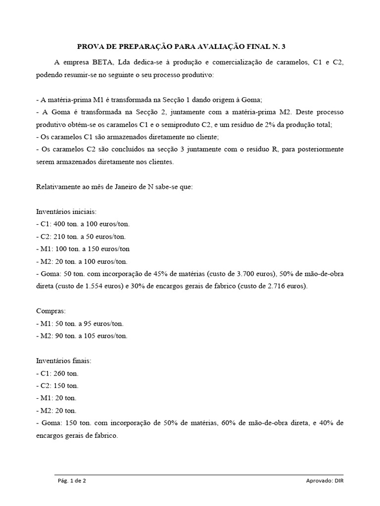 Prova de Preparacao para Avaliacao Final 3 | PDF