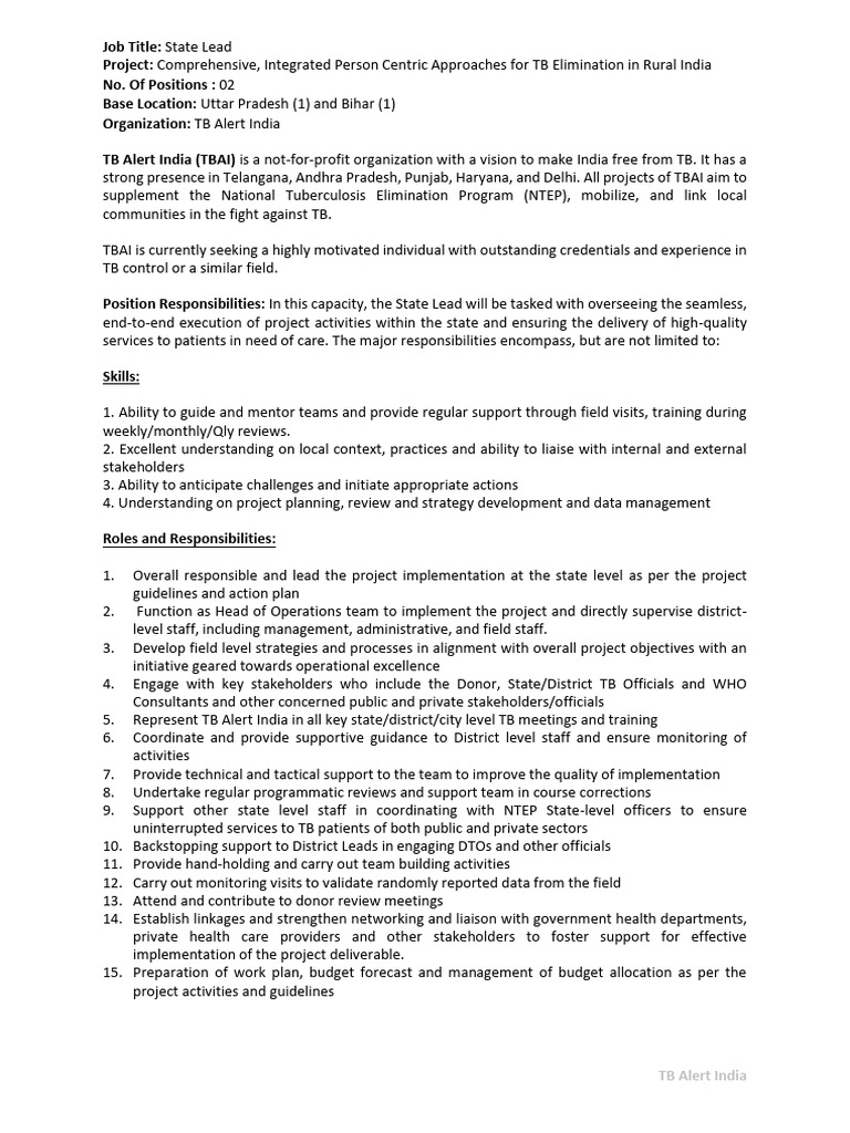 JD State Lead | PDF | Business