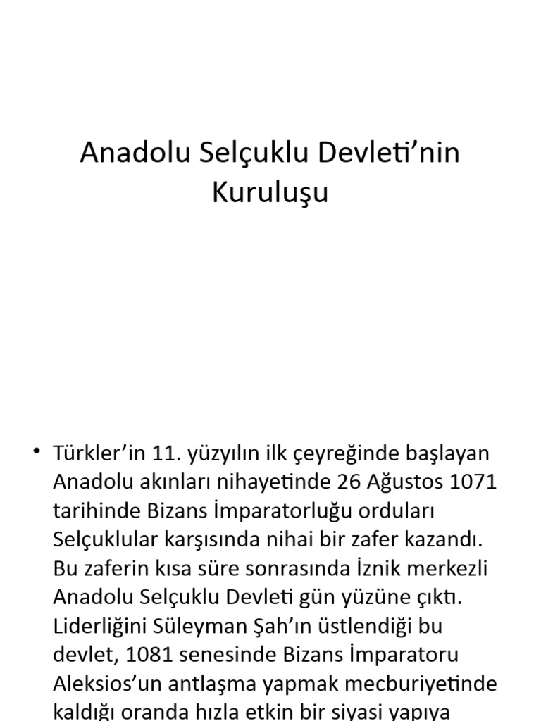 6 Anadolu Selçuklu Devleti'Nin Kuruluşu | PDF
