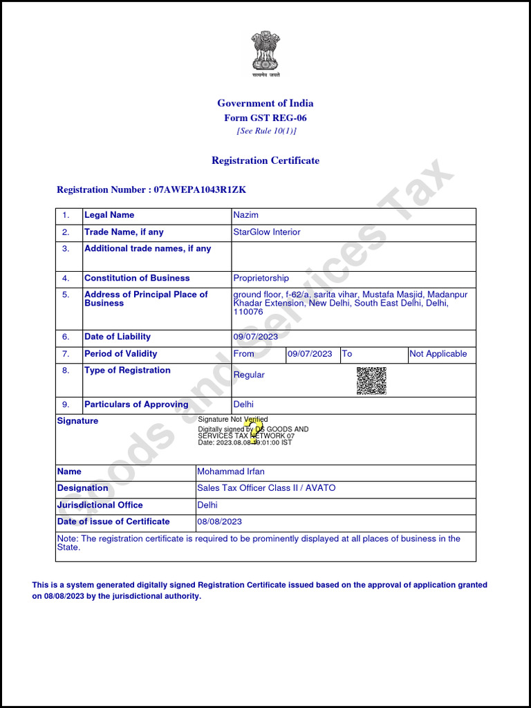 GST Certificate | PDF