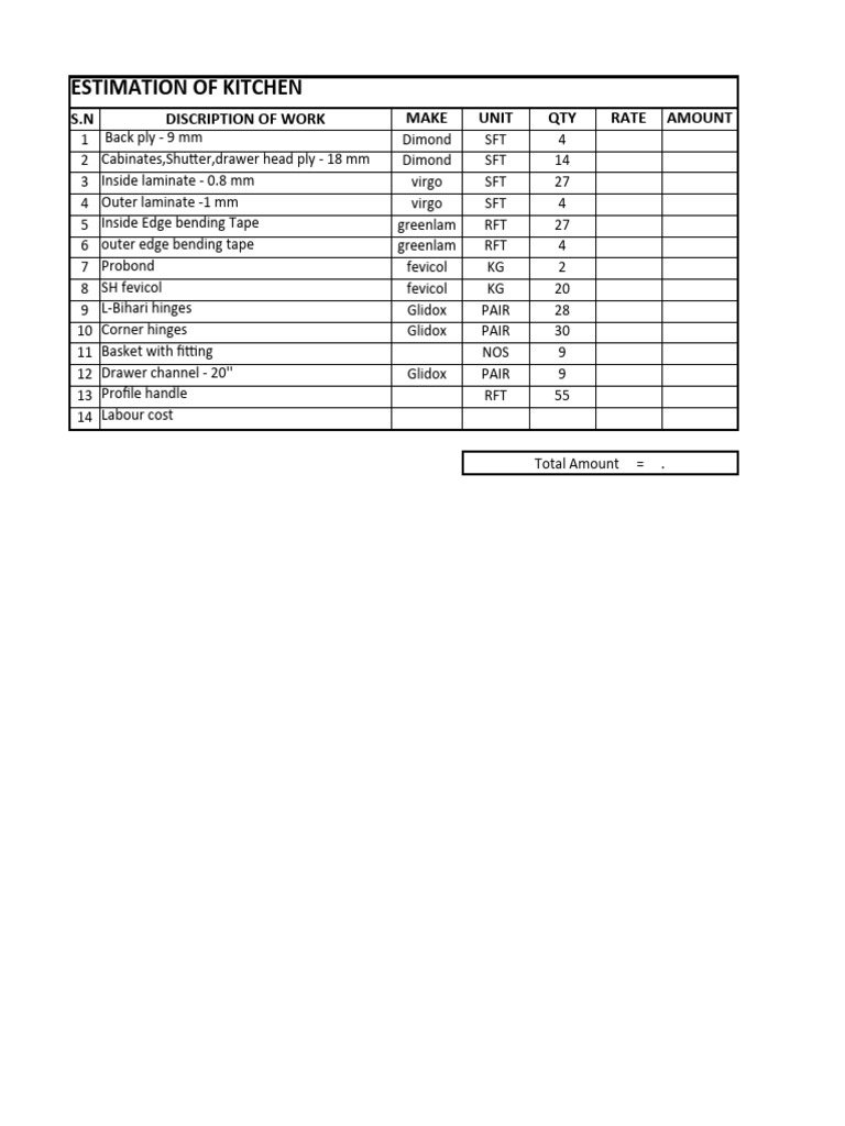 Kitchen Estimate | PDF