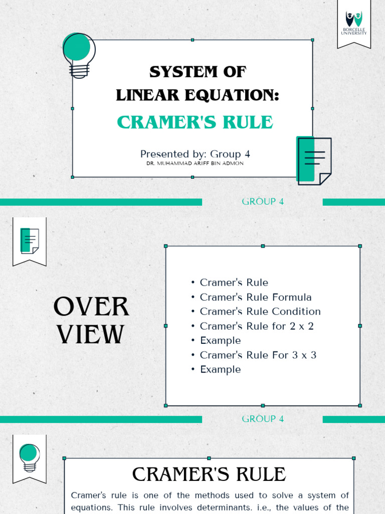 Cramer's Rule | PDF | Determinant | Matrix (Mathematics)