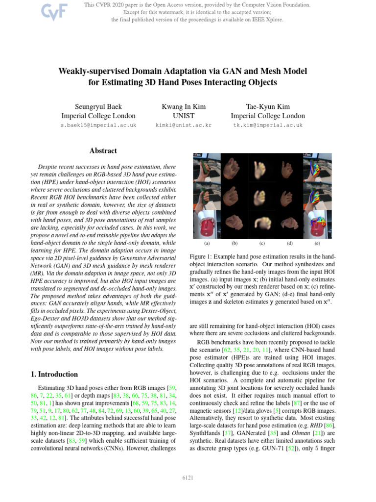 Baek Weakly-Supervised Domain Adaptation Via GAN and Mesh Model For Estimating CVPR 2020 Paper ...