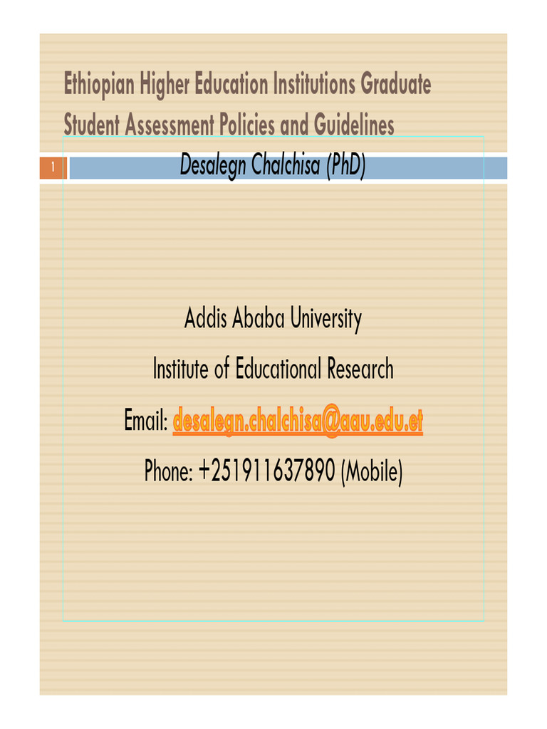 Ethiopian Graduate Student Assessment Rules | PDF