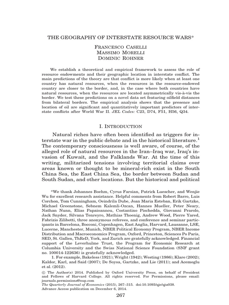 The Geography of Interstate Resource Wars | PDF | Economics