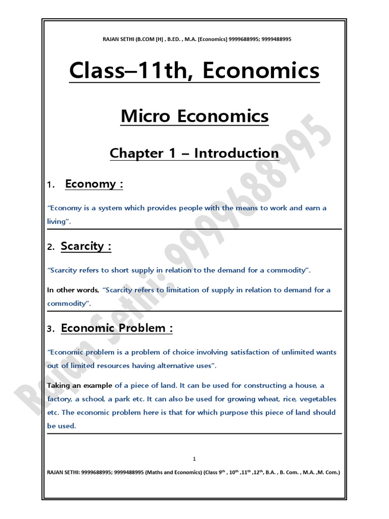 Chapter Introduction Micro Economics Download Free Pdf