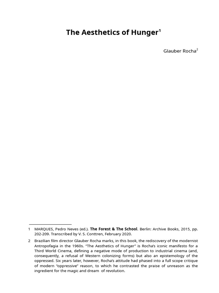 Aesthetics of Hunger Glauber Rocha | PDF