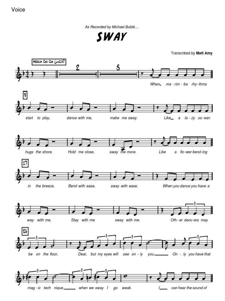 SWAY 2 - Matt-Amy-Michael-Buble-Vocal | PDF | Musical Instruments ...
