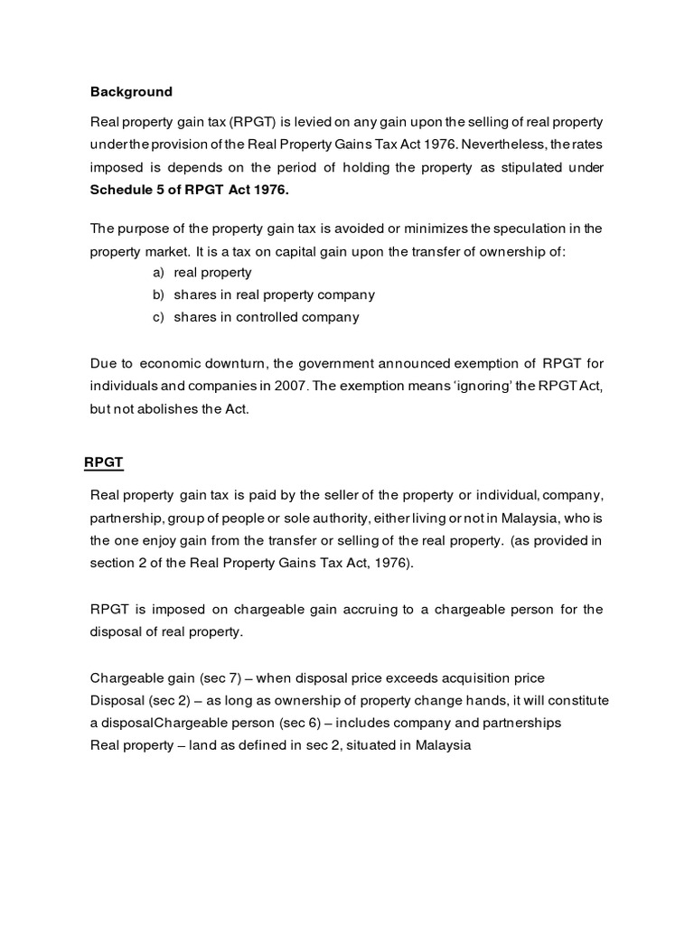 Nota RPGT Latest | PDF | Taxes | Capital Gain