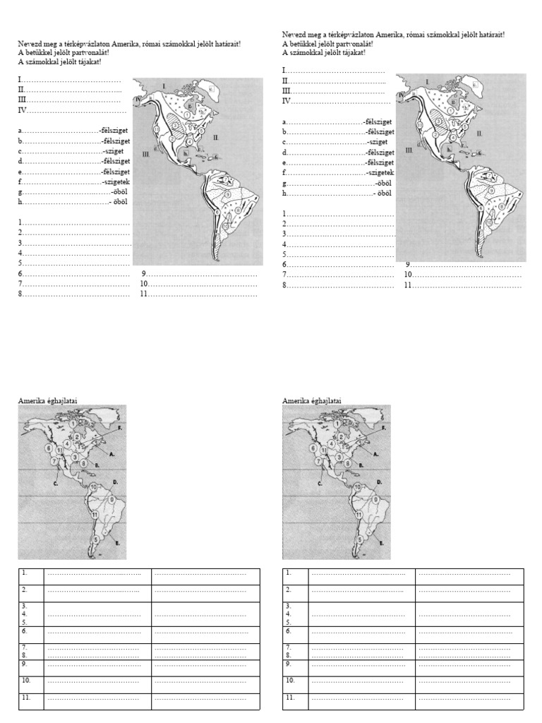Amerika határai, tájai, éghajlatai térkép (1) | PDF