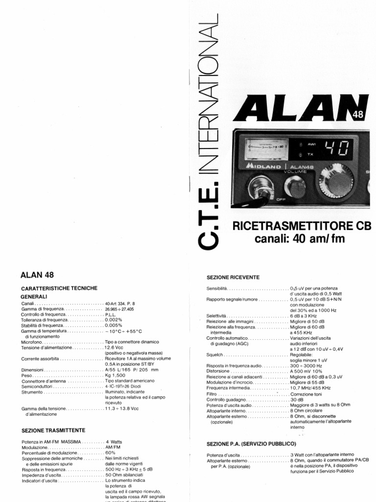 Midland Alan 48 Schema Manuale | PDF