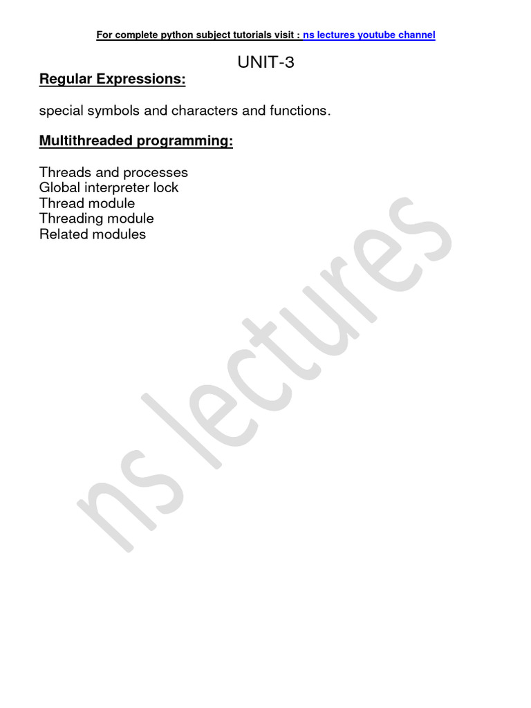 Python Complete Unit 3 | PDF | Thread (Computing) | Process (Computing)