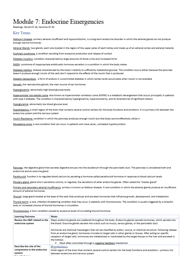 2300 Module 7 Endocrine Emergencies | PDF