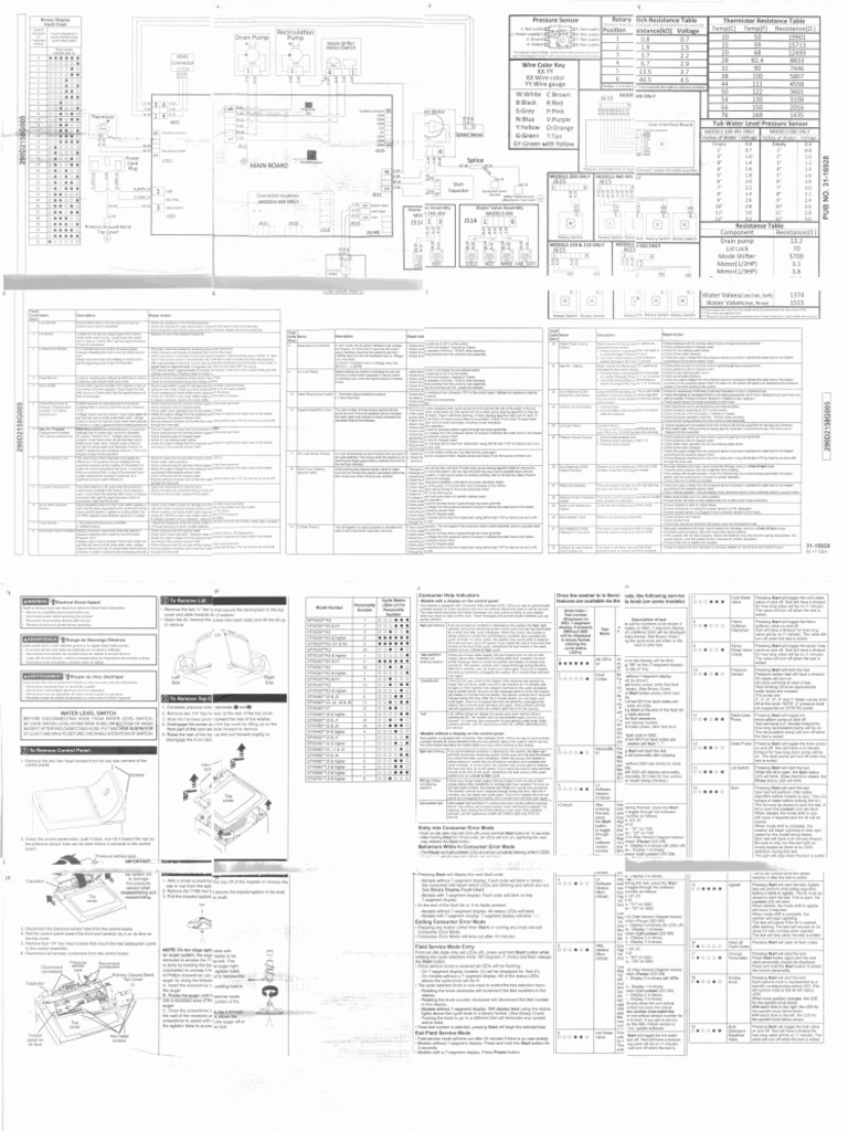 GE Washer Technician Repair Manual 31-16928 290D2158G005 - Full Page ...