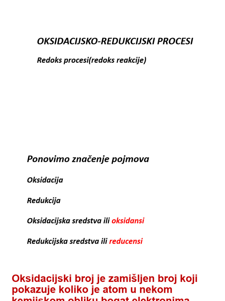 Redoks Procesi-Oksidacijski Broj | PDF