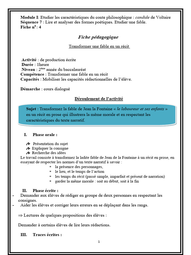 Fiche n4 Prod | PDF | Fable