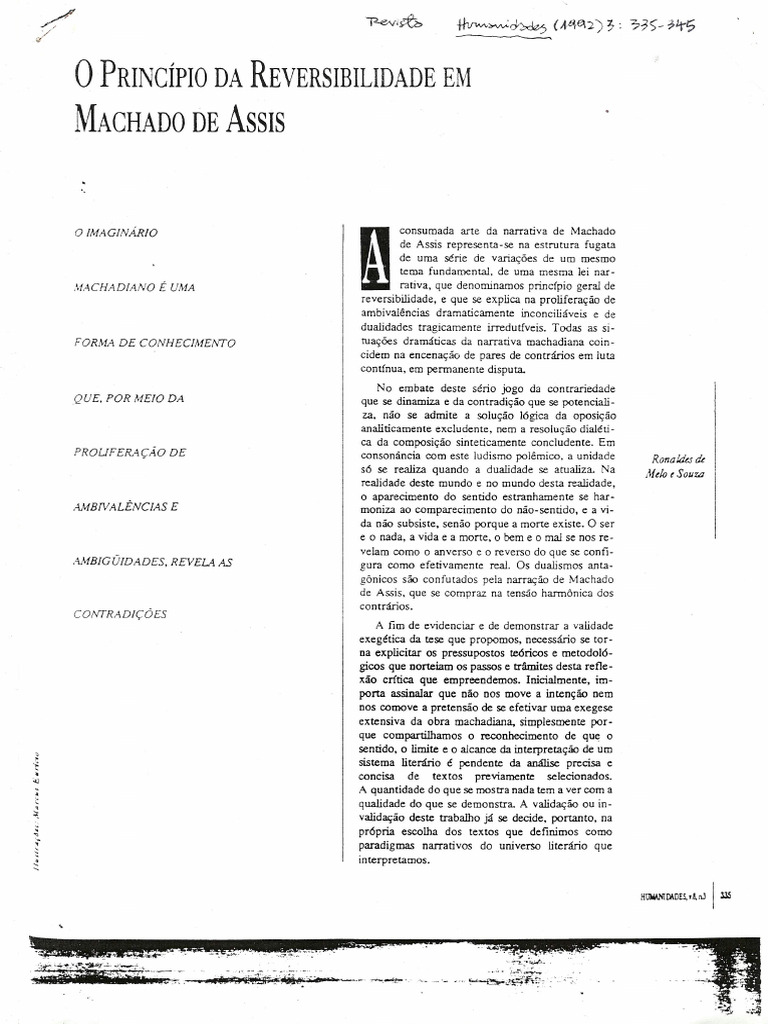 Artigo - O Princípio Da Reversibilidade em Machado de Assis | PDF