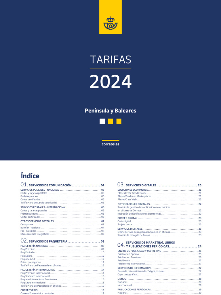 TARIFARIO PeninsulaBaleares 2024 | PDF