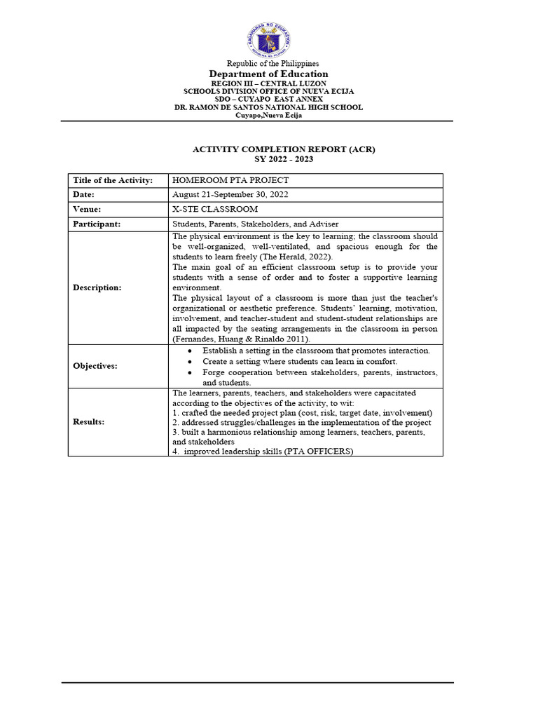 ACR Monobloc | PDF | Classroom | Learning