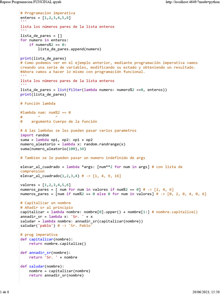 Repaso Programacion FUNCINAL - Ipynb | PDF | Python (lenguaje de programación) | Informática