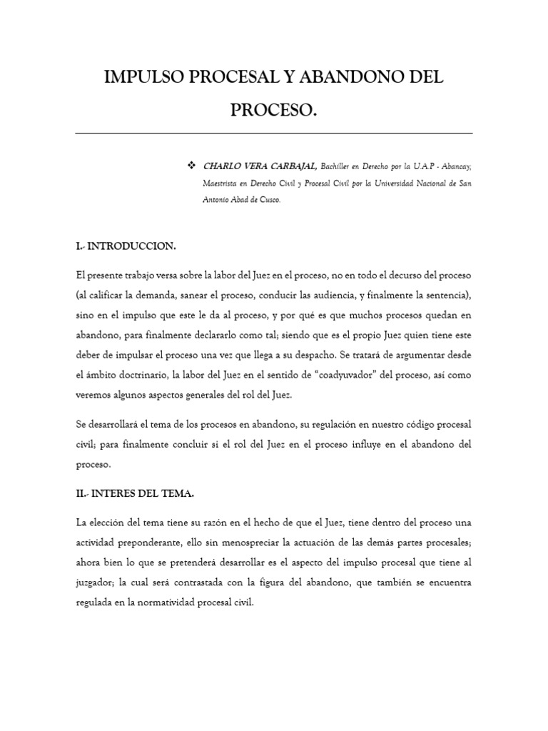 Impulso Procesal y Abandono Del Proceso | PDF | Política | Derecho