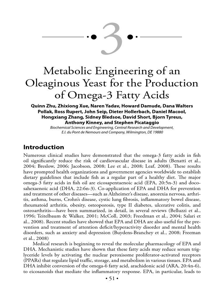 Metabolic Engineering of An Oleaginous Yeast For The Production of Omega-3 Fatty Acids | PDF ...