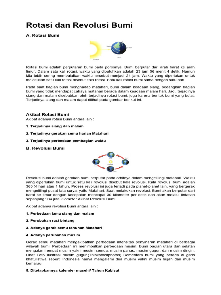 Rotasi Dan Revolusi Bumi | PDF