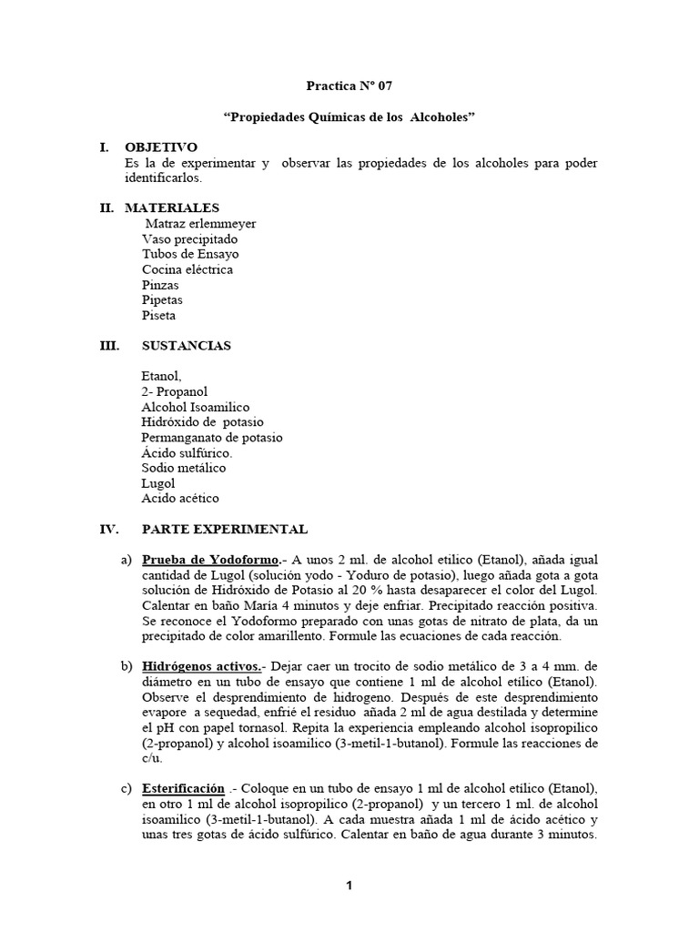 Pract 7 Alcoholes | PDF | Etanol | Precipitación (Química)