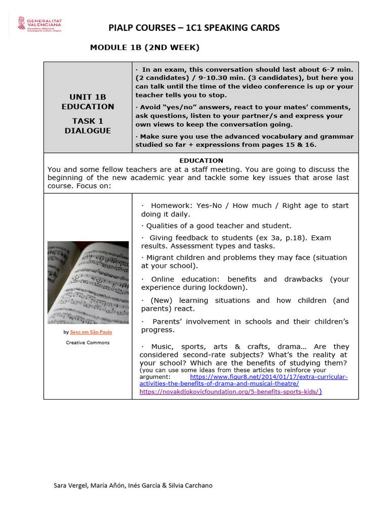 1C1 - Speaking - Card - Module - 1B - Week - 2 - Language Learning | PDF | Educational ...