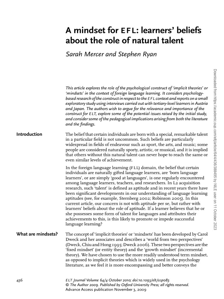A Mindset For EFL | PDF