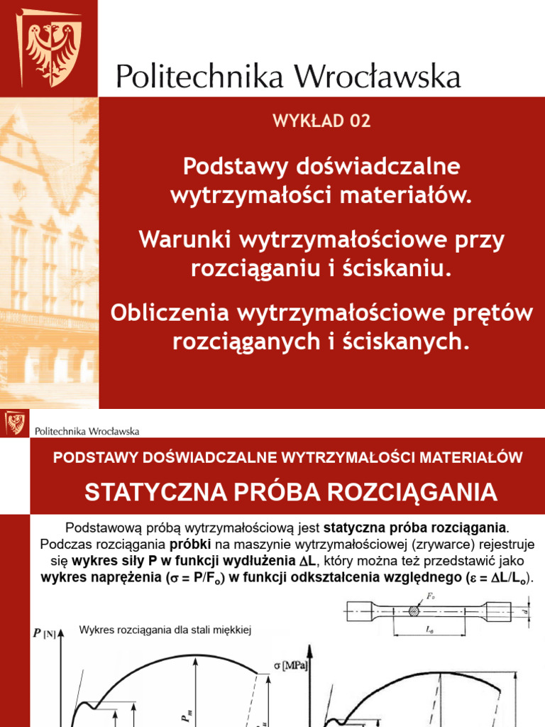Wykład 02 - Podstawy doświadczalne, warunki wytrzymałościowe, obliczenia | PDF