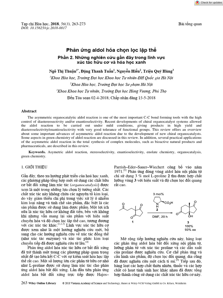 Vietnam Journal of Chemistry - 2018 - Thu N - PH N NG Aldol H A CH N L ...